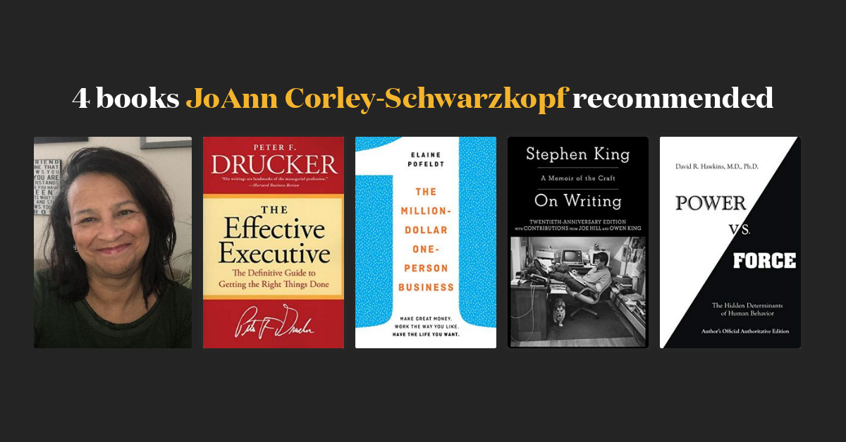 5 books JoAnn Corley-Schwarzkopf recommended